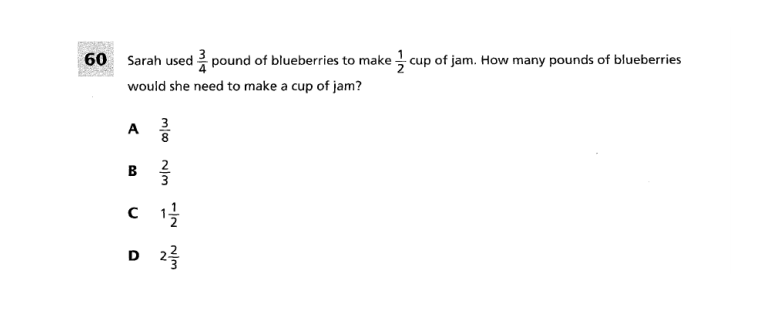 Solved Sarah used 3/4 pound of blueberries to make 1/2 cup | Chegg.com