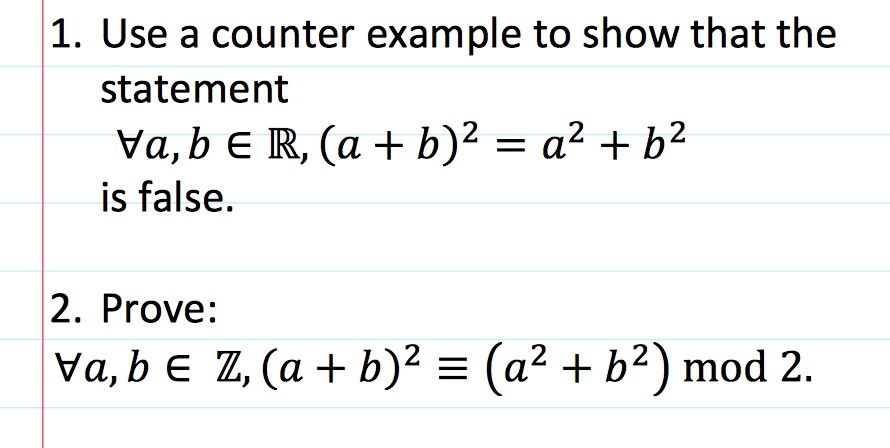 Solved 1. Use a counter example to show that the Va, b E R, | Chegg.com