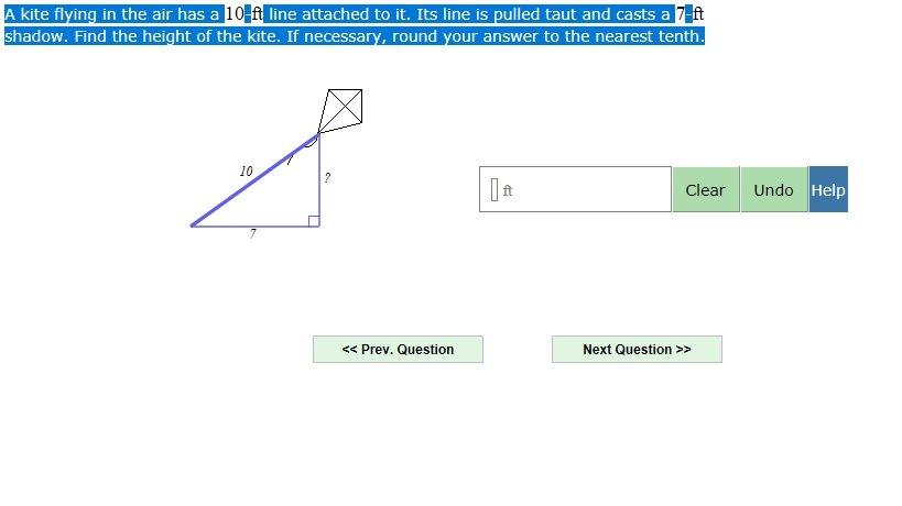 Solved A kite flving in the air has a 10-ft line attached to | Chegg.com