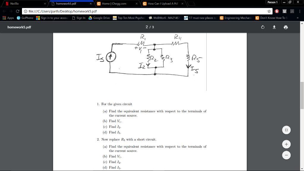 Solved For the given circuit Find the equivalent | Chegg.com