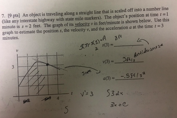 Solved 7. [9 pts] An object is traveling along a straight | Chegg.com
