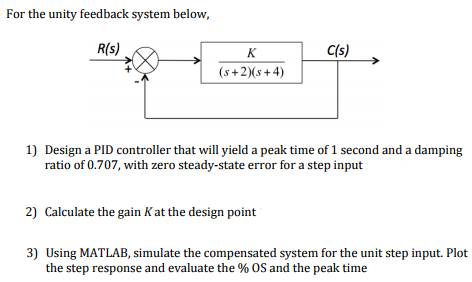 For the unity feedback system below, C(s) (s+2)(s +4) | Chegg.com