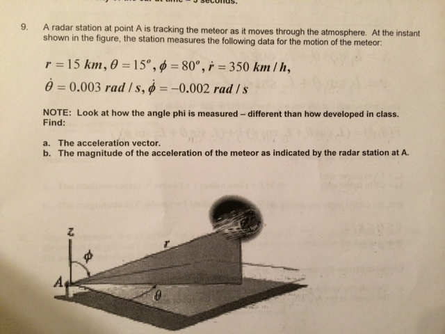 Solved 9. A radar station at point A is tracking the meteor | Chegg.com