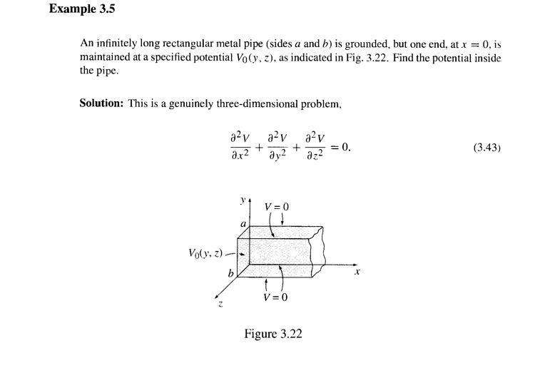 Solved Example 3.5 An infinitely long rectangular metal pipe | Chegg.com