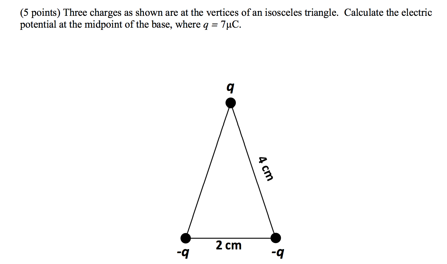 Solved Three charges as shown are at the vertices of an | Chegg.com