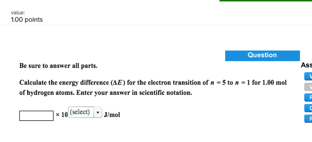 Solved Calculate the energy difference (delta E) for the | Chegg.com
