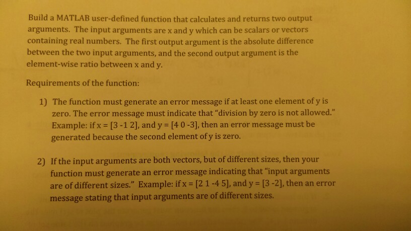 Solved Build A Matlab User Defined Function That Calculates 