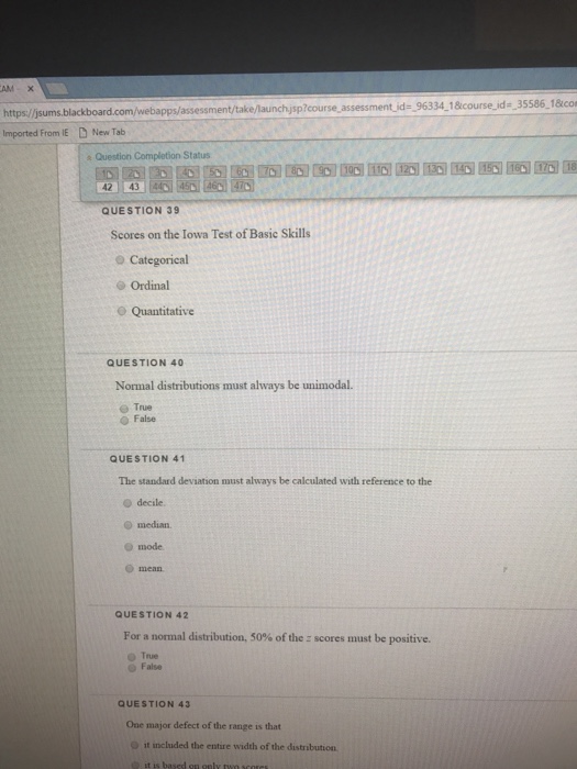Solved Scores On The Iowa Test Of Basic Skills Categorical Chegg