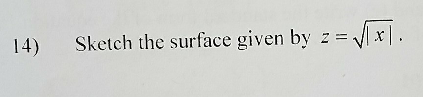 Solved 14) Sketch the surface given by z=ylxl | Chegg.com