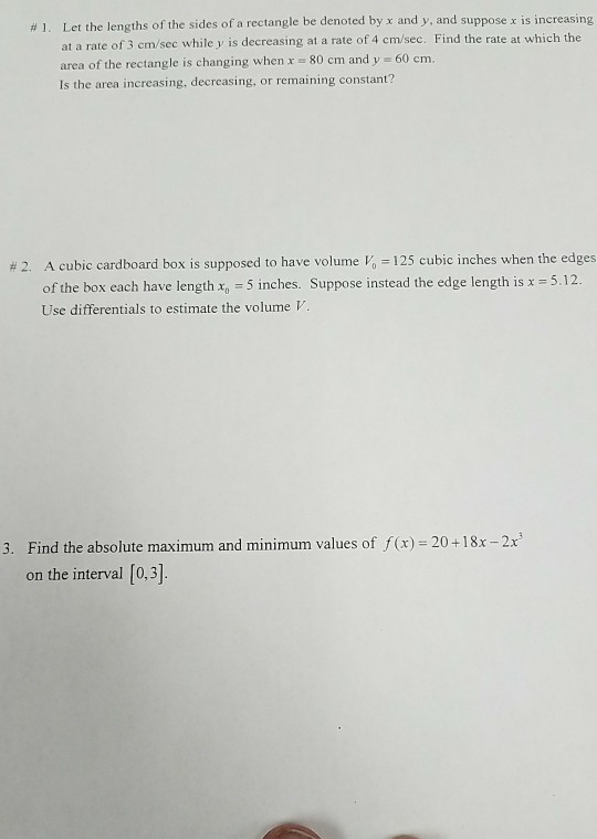 Solved Let the lengths of the sides of a rectangle be | Chegg.com