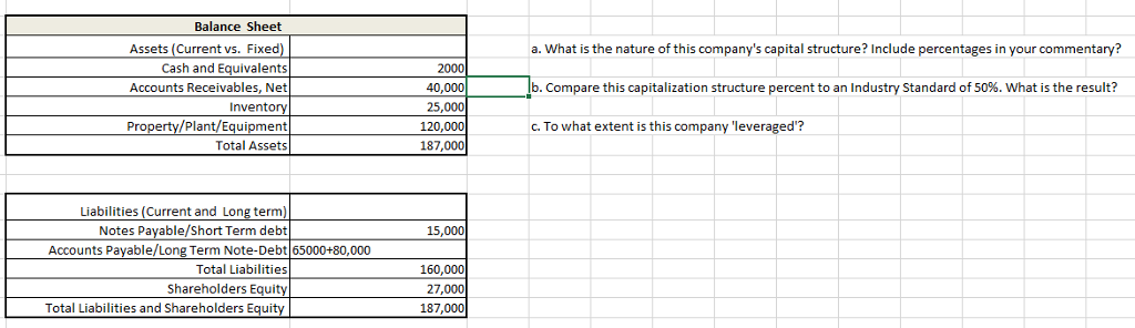 Solved Balance Sheet a. What is the nature of this company's | Chegg.com