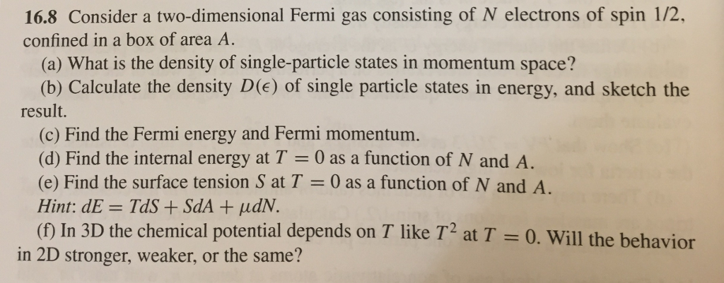 Solved Consider a two-dimensional Fermi gas consisting of N | Chegg.com