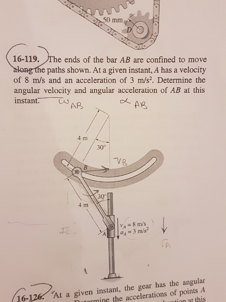 Solved The ends of the bar AB are confined to move along the | Chegg.com