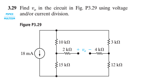 Solved Find v_o in the circuit in Fig. P3.29 using voltage | Chegg.com