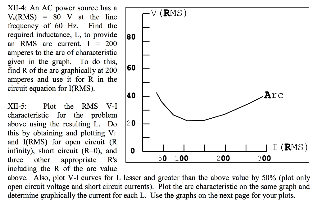 Solved XII-4: An AC power source has a Vs(RMS) = 80 V at the | Chegg.com