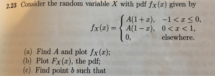 Solved 2.23 Consider the random variable X with pdf fx (x) | Chegg.com