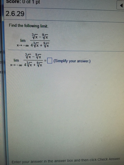Solved Find the following limit. lim_x rightarrow - | Chegg.com