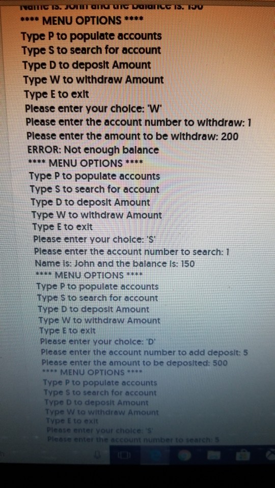 Write a program to display the menu with the | Chegg.com