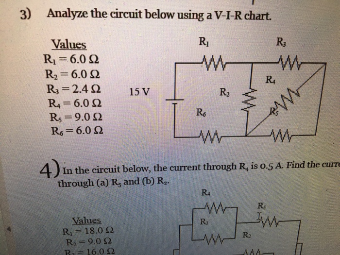 Solved Pro 1) Analyze the circuit below using a V-I-R chart. | Chegg.com