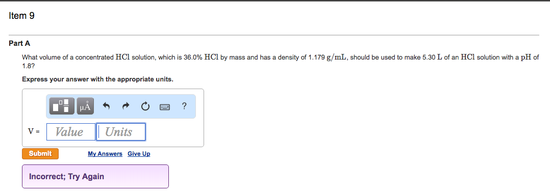 Solved What volume of a concentrated HC1 solution, which is | Chegg.com