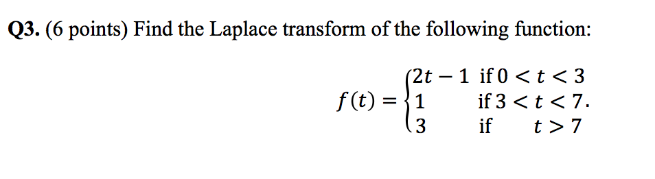 Solved Q3. (6 points) Find the Laplace transform of the | Chegg.com