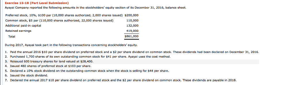 Solved Exercise 15-18 (Part Level Submission) Ayayai Company | Chegg.com