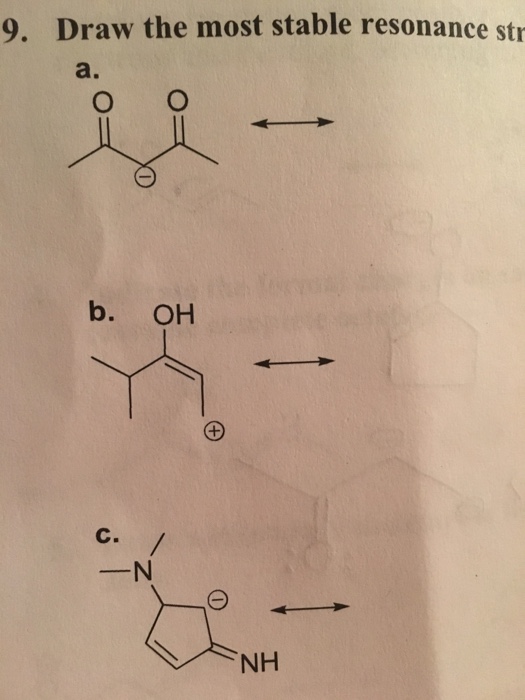 Solved 9. Draw the most stable resonance str NH | Chegg.com