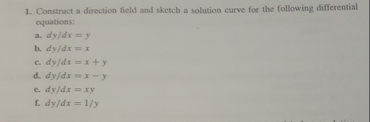 Solved 1. Construct a direction field and sketch a solution | Chegg.com