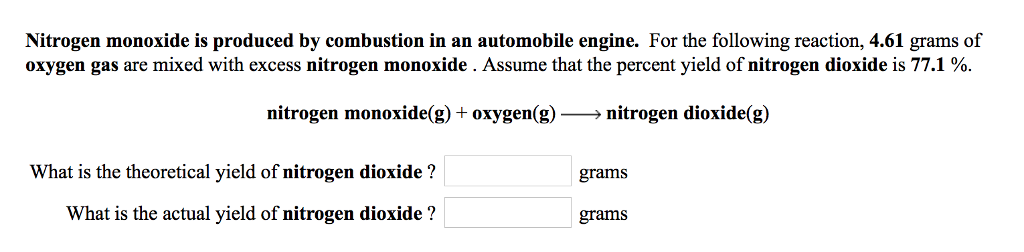 Solved Nitrogen monoxide is produced by combustion in an | Chegg.com