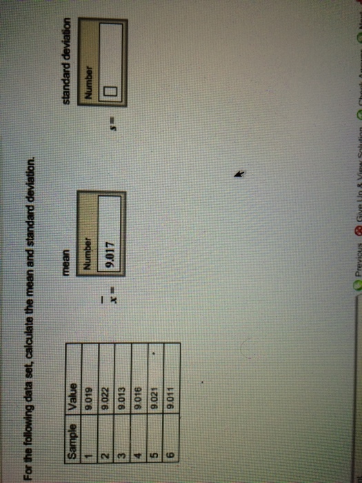 Solved For the following data set, calculate the mean and | Chegg.com