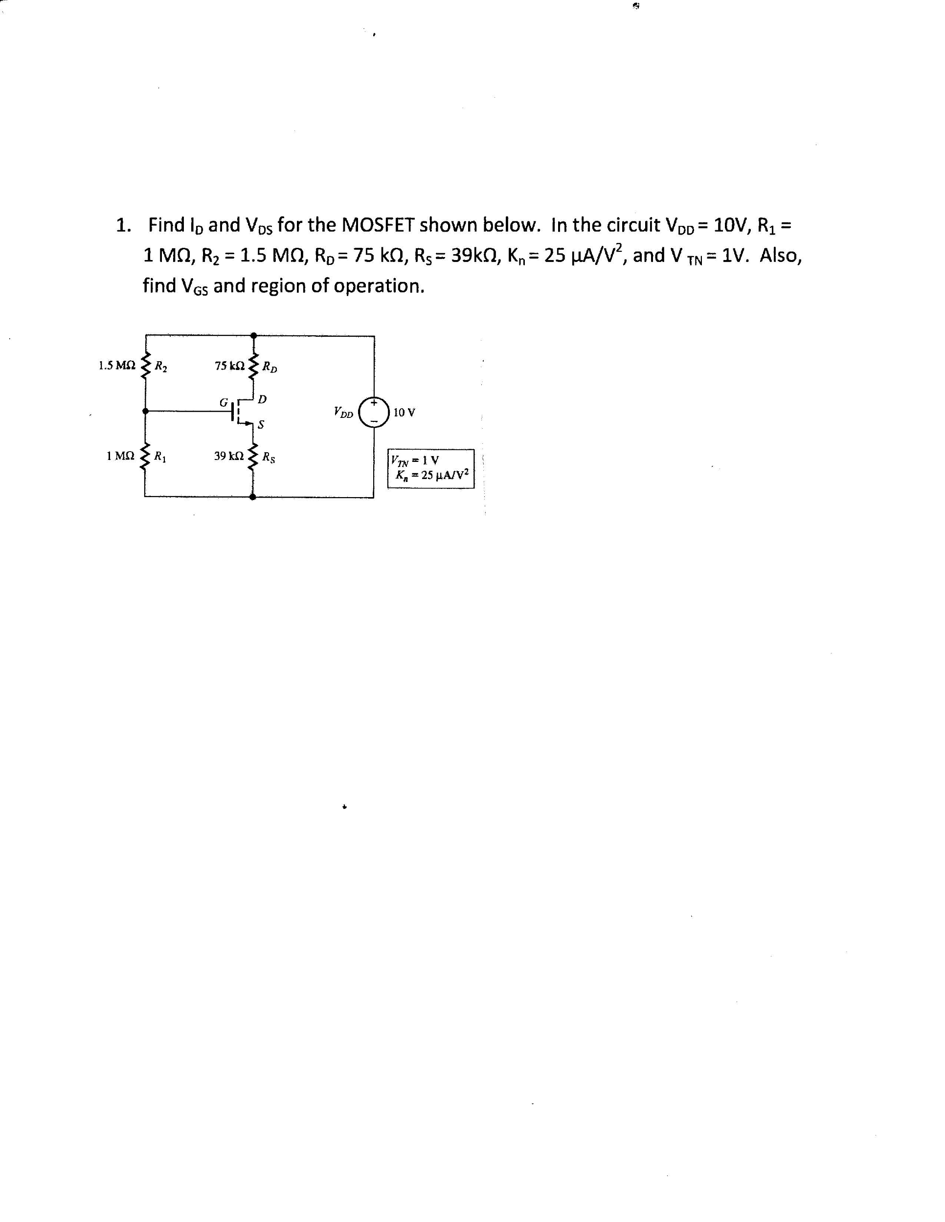 Find ID and VDS for the MOSFET shown below. In the | Chegg.com