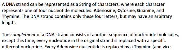 Solved A DNA strand can be represented as a String of | Chegg.com