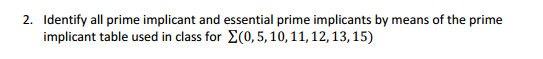 Solved Identify All Prime Implicant And Essential Prime