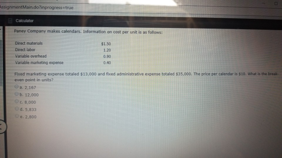 Solved AssignmentMain.do?inprogress-true Calculator Paney | Chegg.com