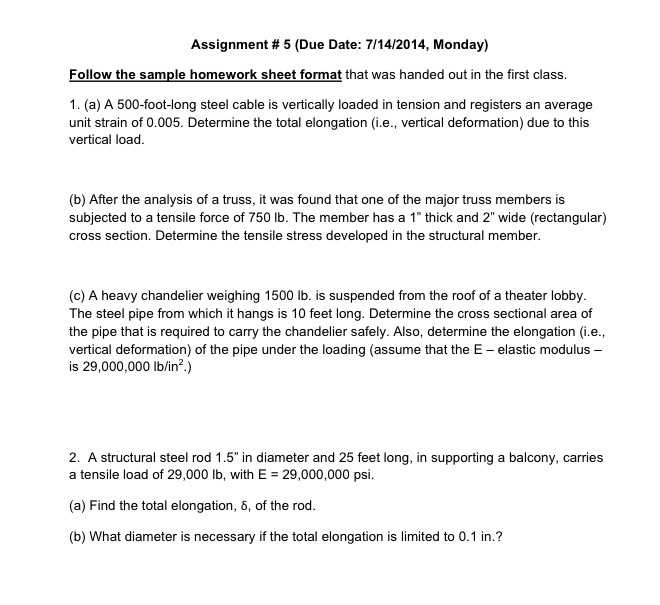 Solved Follow the sample homework sheet format that was | Chegg.com
