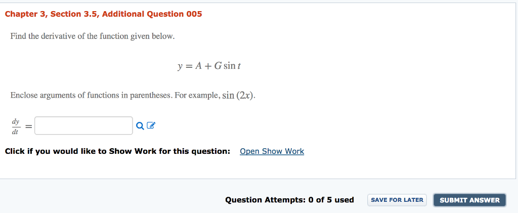 Solved Chapter 3, Section 3.5, Additional Question 005 Find | Chegg.com