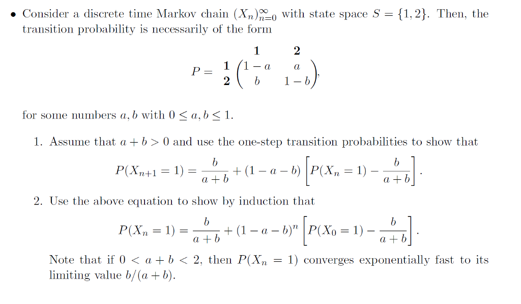 Solved Consider a discrete time Markov chain (Xn) with state | Chegg.com