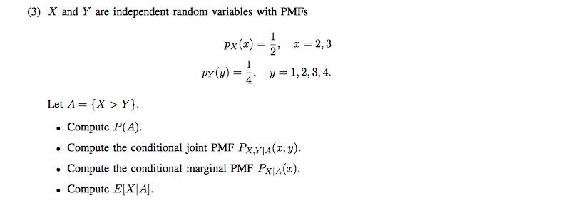 X and Y are independent random variables with PMFs | Chegg.com