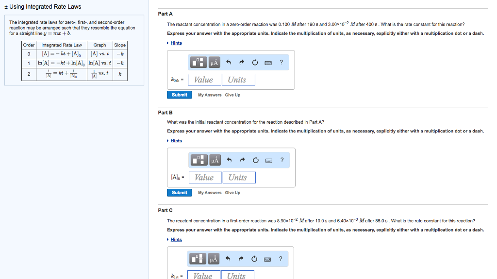 Solved ± using Integrated Rate Laws Part A The integrated | Chegg.com