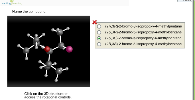 Solved Name the compound. Click on the 3D structure to | Chegg.com