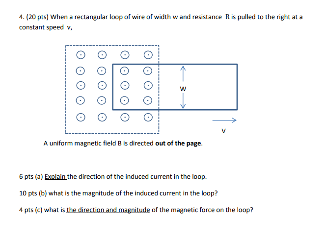 Solved 4. (20 pts) When a rectangular loop of wire of width | Chegg.com