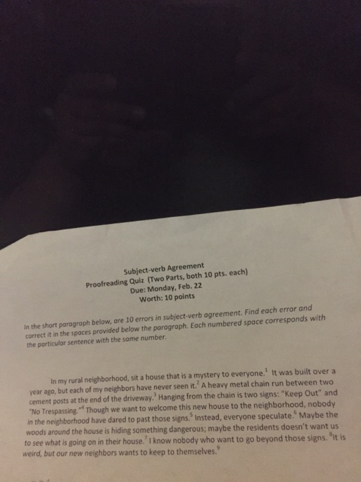 In the short paragraph below, are 10 errors in | Chegg.com