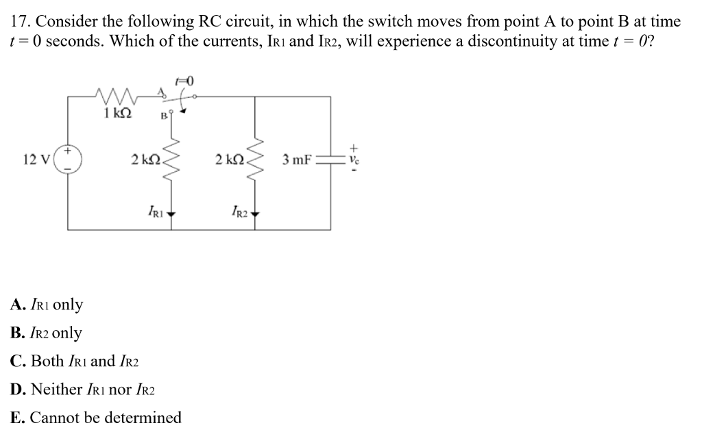 Solved 17. Consider the following RC circuit, in which the | Chegg.com