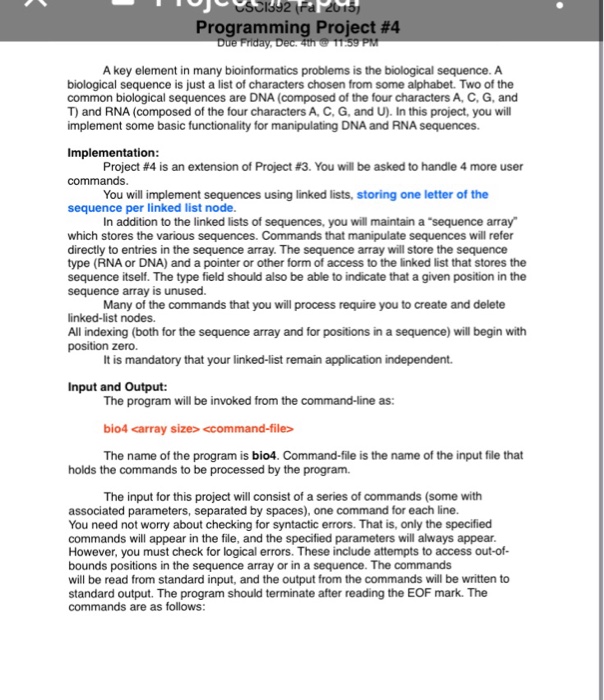 Solved Programming Project #3 A key element in many | Chegg.com