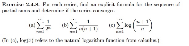 Solved For each series, find an explicit formula for the | Chegg.com
