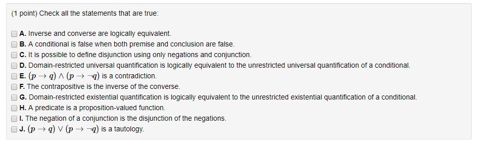 Solved (1 point) Check all the statements that are true: A. | Chegg.com