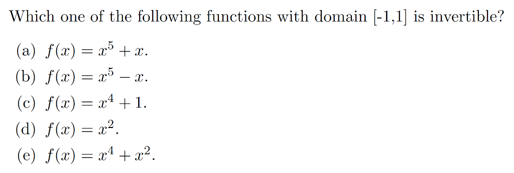 Solved Which one of the following functions with domain | Chegg.com