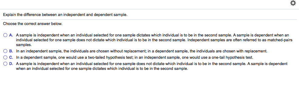 Solved Explain the difference between an independent and | Chegg.com