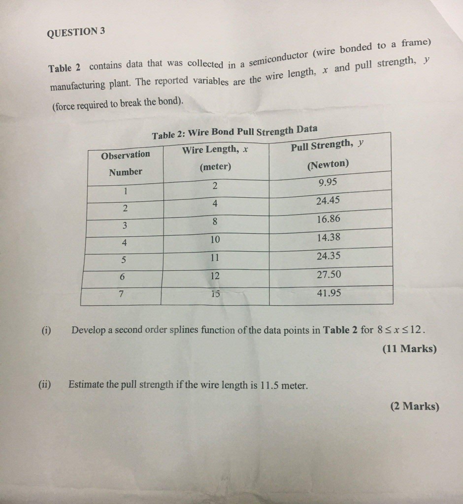 QUESTION 3 Table 2 contains data that was collect in | Chegg.com