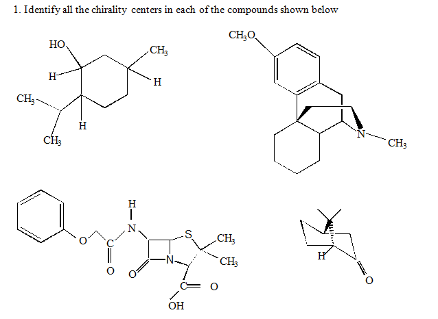 Solved Identify all the chirality centers in each of the | Chegg.com